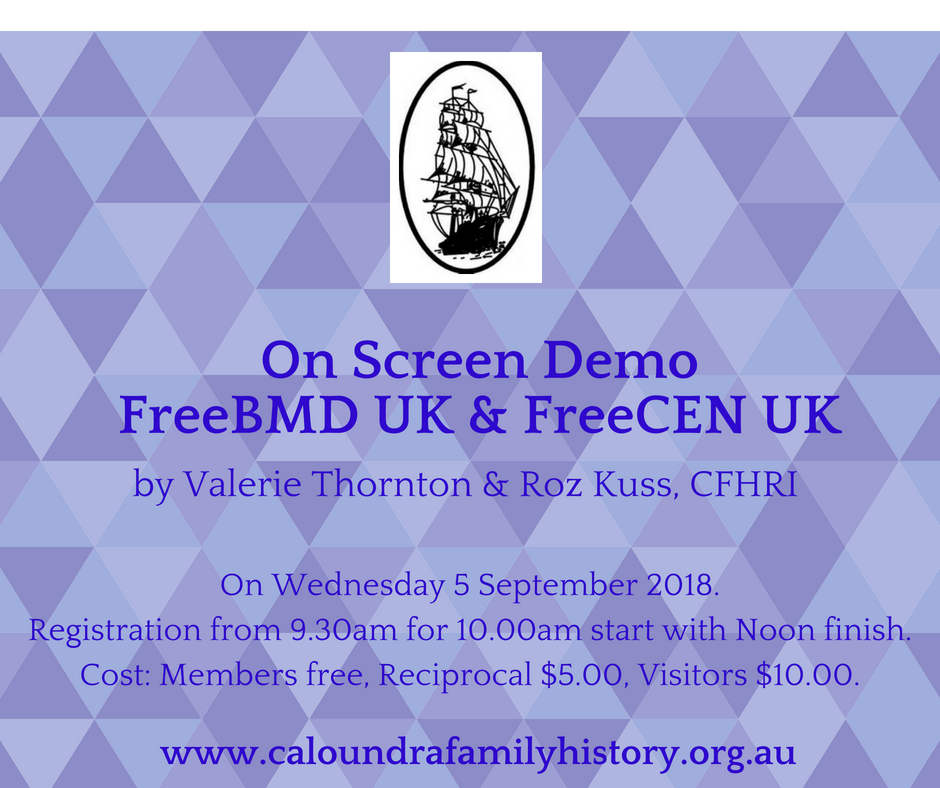 On Screen Demo FreeBMD UK & FreeCEN UK - Caloundra Family History ...